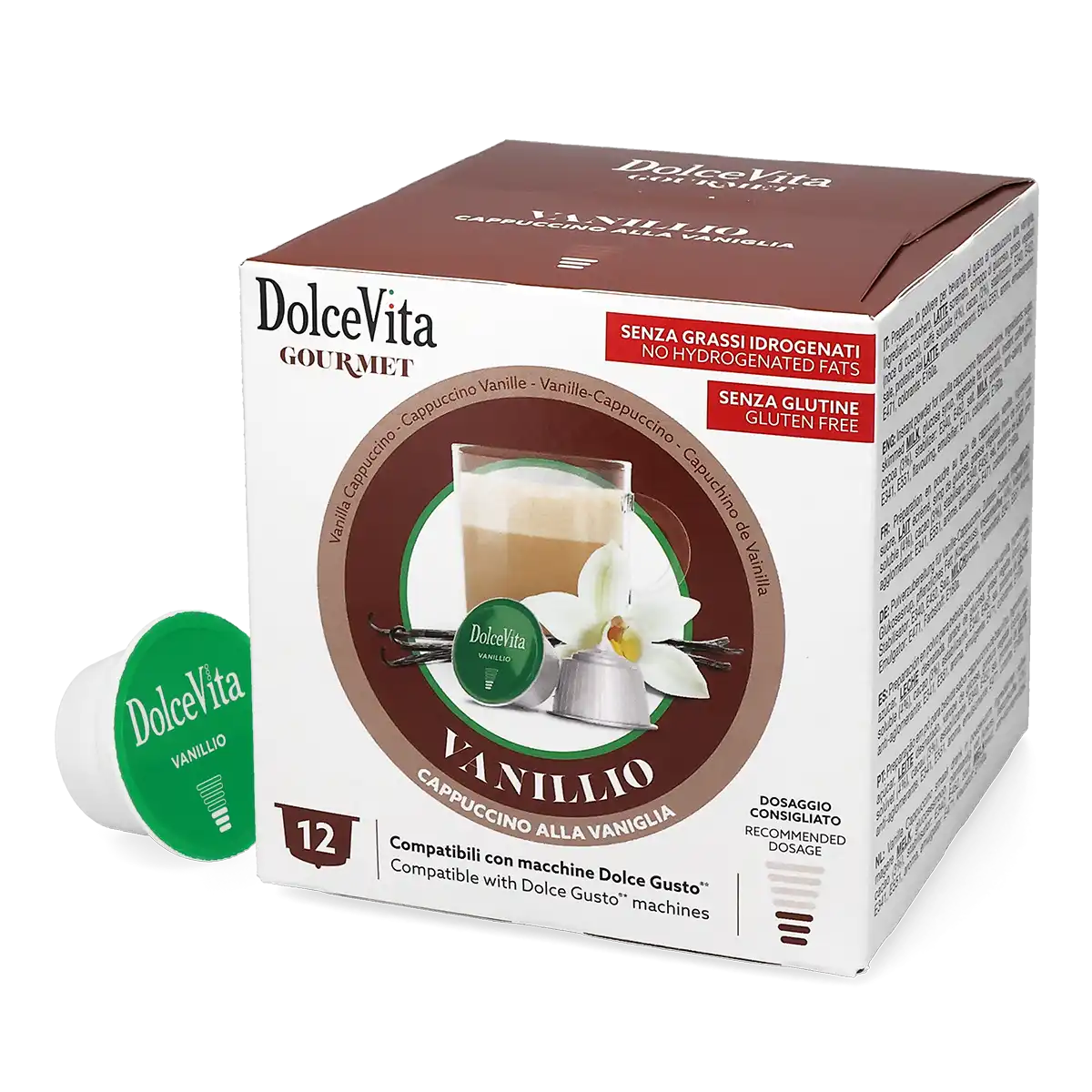 Dolce Vita | Vanillio - Cappuccino Vanille - 12 capsules pour Dolce Gusto